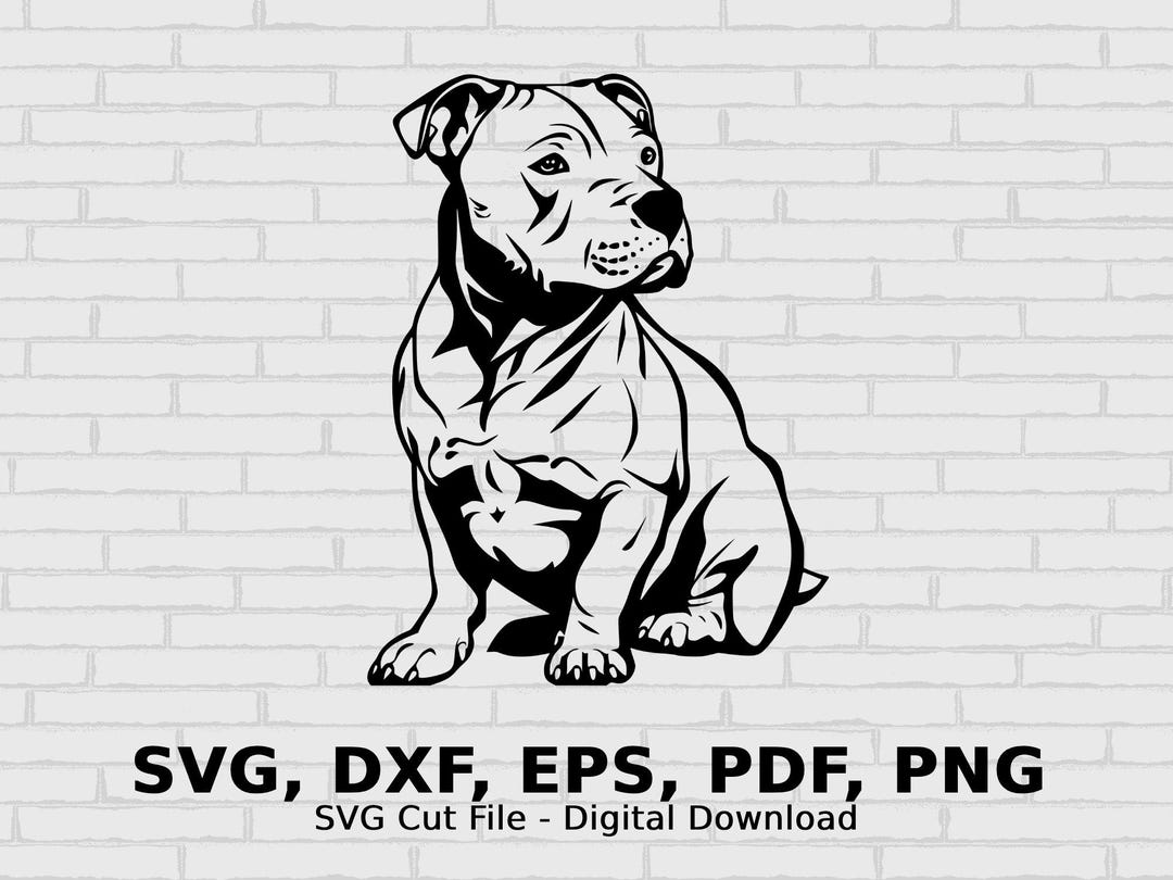 Pitbull Puppy SVG Digital Cut File, Dog Animal Clipart, Pet Lover ...