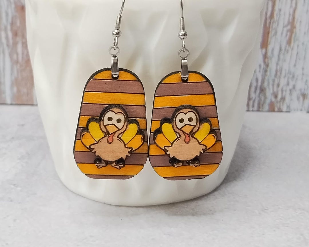 Holiday Themed Turkey Earring Laser Cut SVG File - Etsy