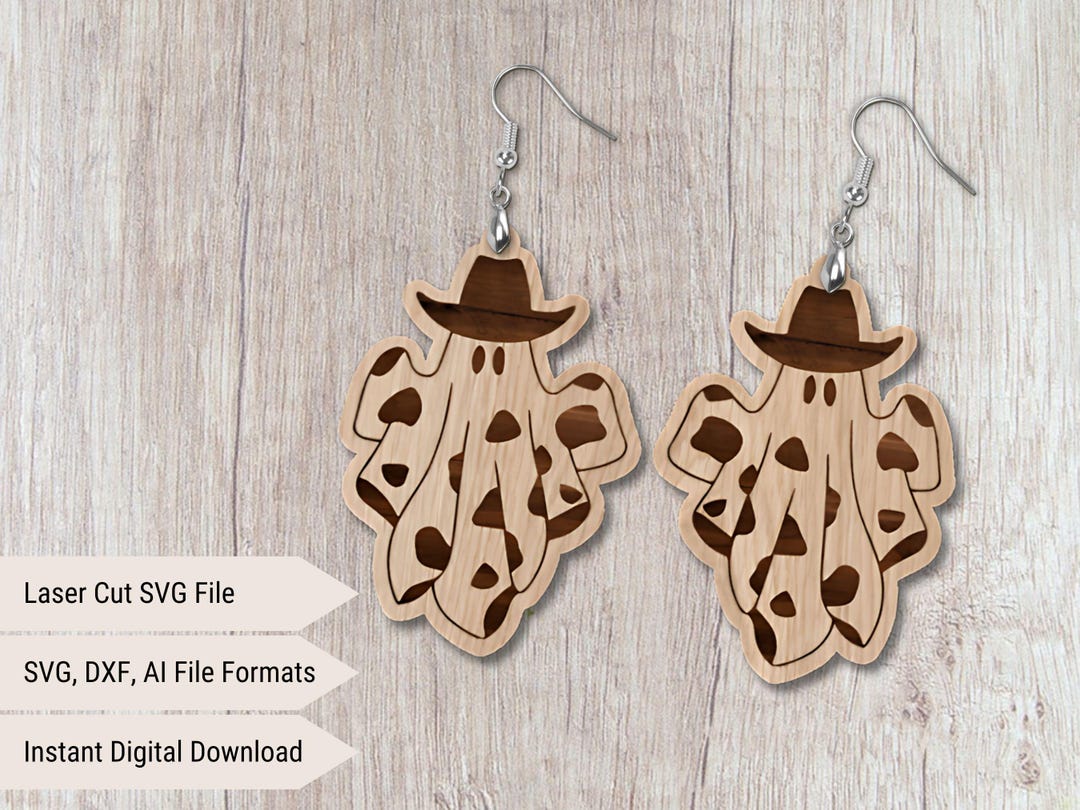 Cowboy Ghost Earrings SVG: Laser Cut File (digital Download) - Etsy