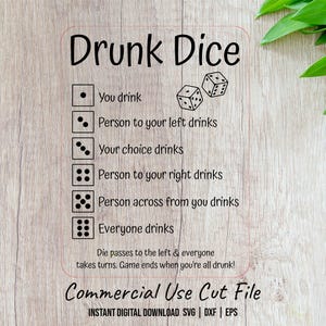 Drunk Dice Game Laser Cut SVG File, Party Dice Game Design, Digital ...