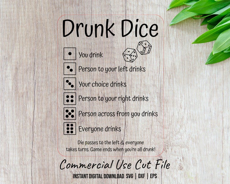 Drunk Dice Game Laser Cut SVG File, Party Dice Game Design, Digital ...