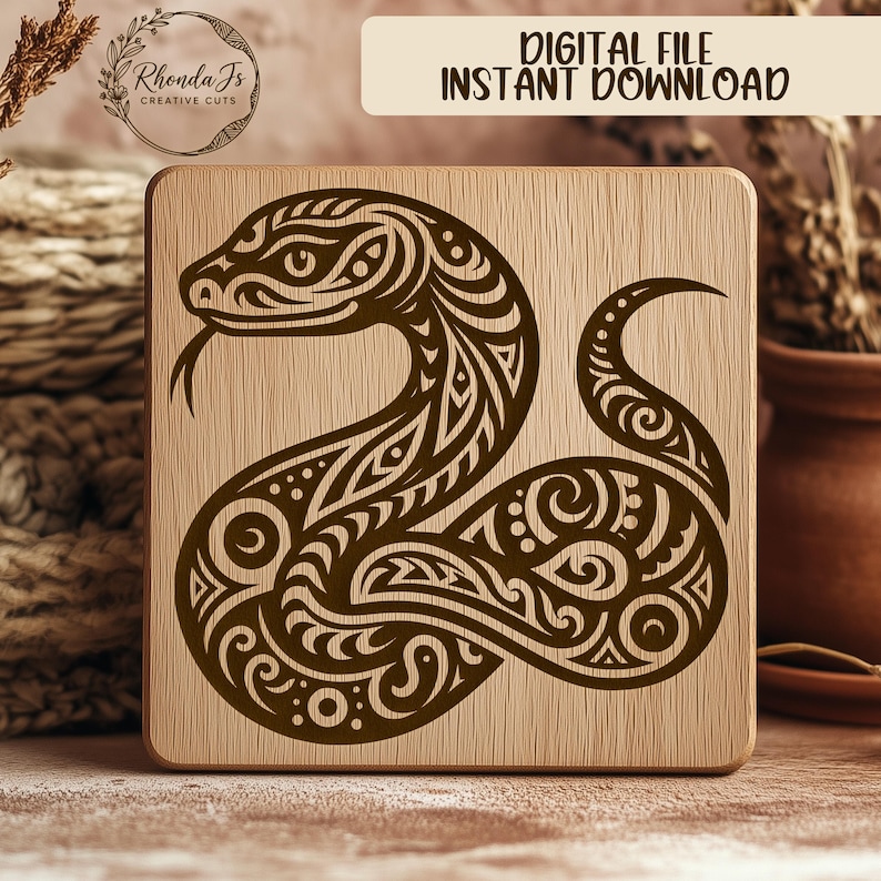 Tribal Snake SVG Laser Engraving File, Serpent Laser Cut File, Reptile ...