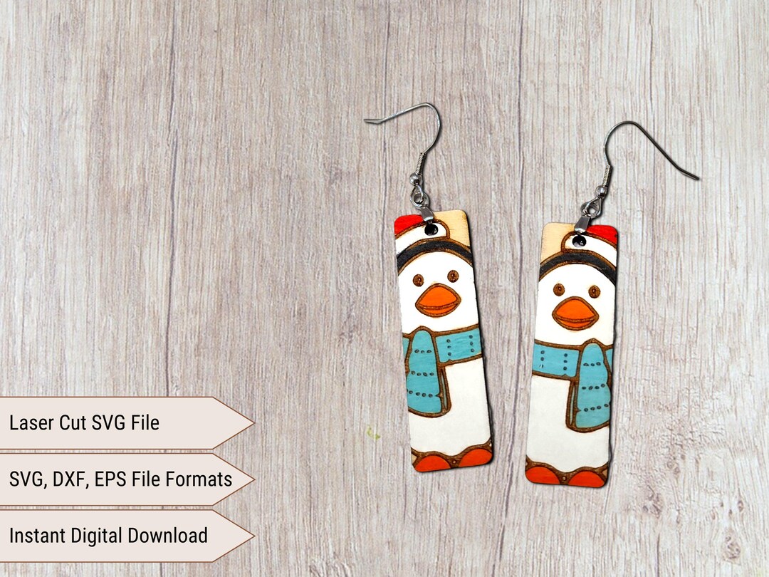 Penguin Laser Cut Earring SVG File, Cute Winter Earrings Digital ...