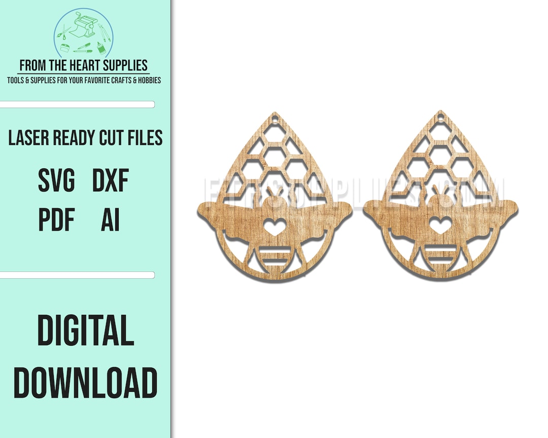 Honey Bee Earring Template | SVG Cut File | Cricut, Silhouette ...