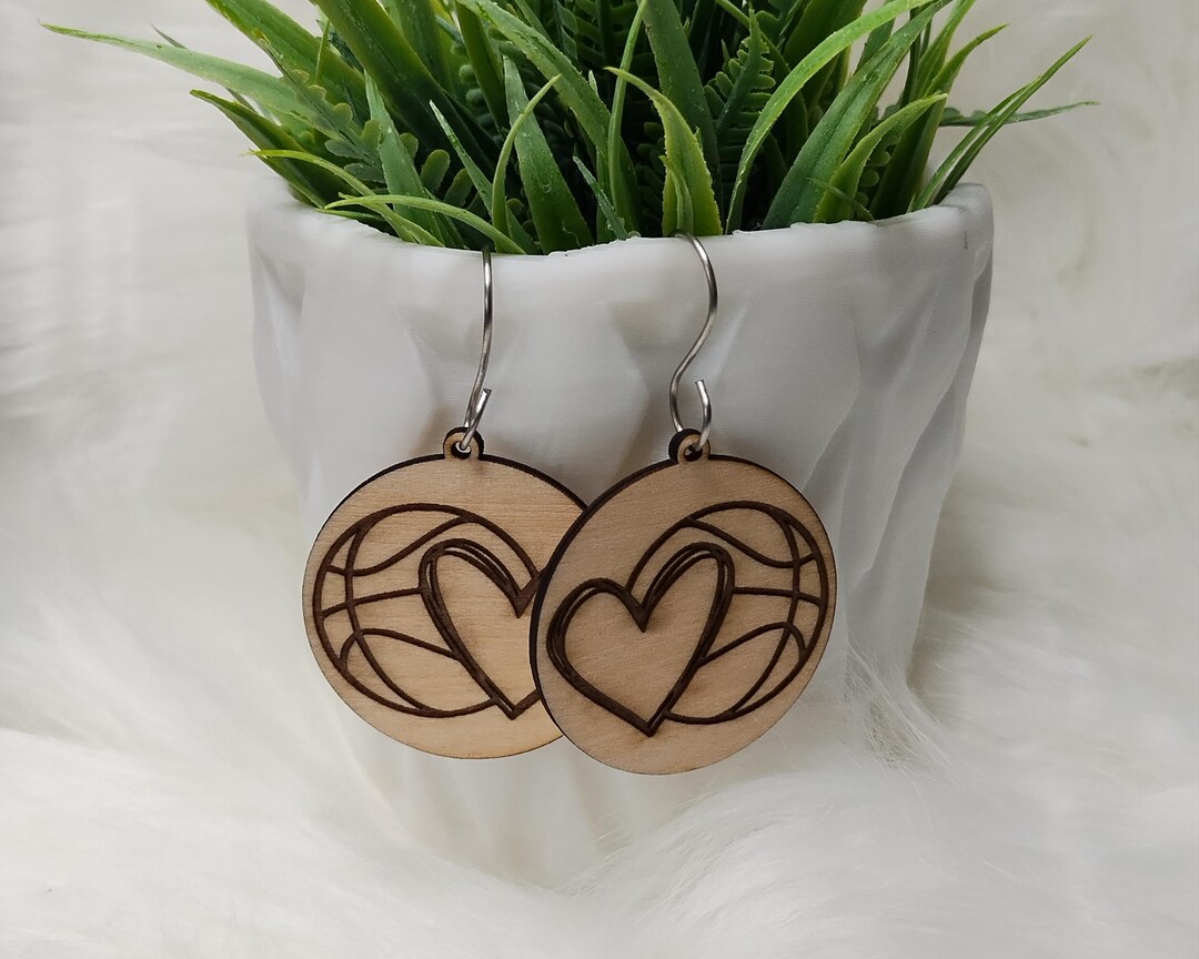Heart Love Laser Cut Earring SVG File, Wood Earring Vector Template ...