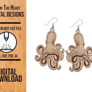 Octopus Earring Laser Cut SVG File: Glowforge Ready (digital Download ...