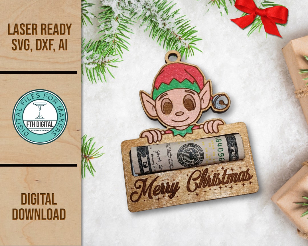 Elf Ornament Money Holder SVG: Christmas Laser Cut File (digital ...