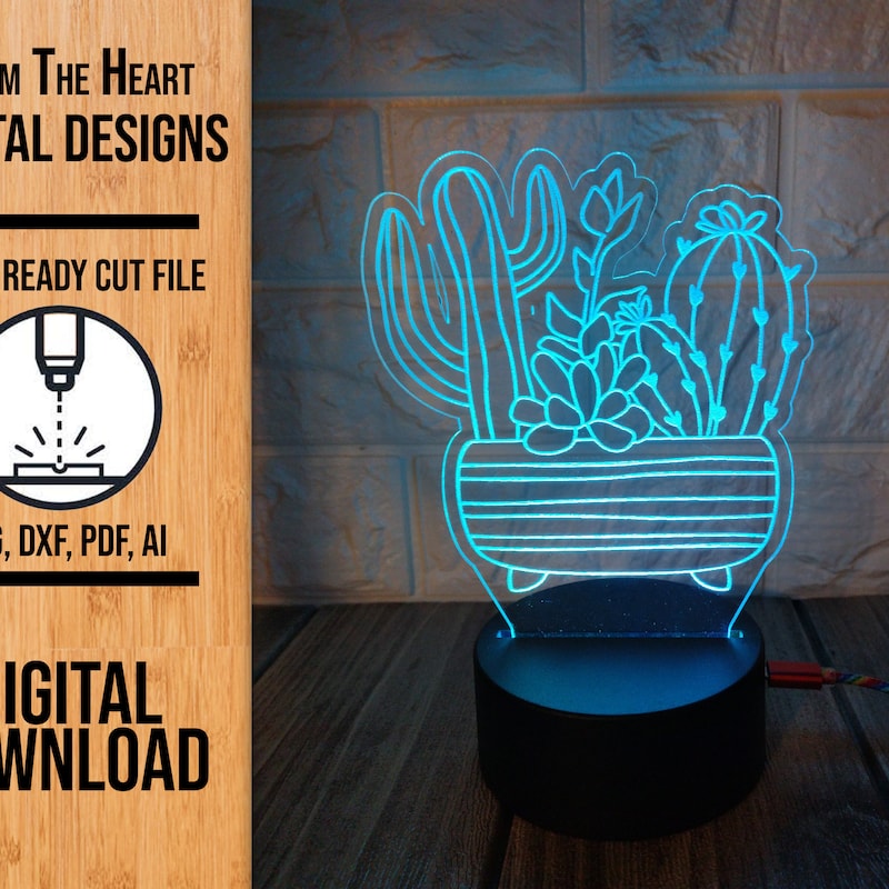 Cactus Led Nightlight - Etsy
