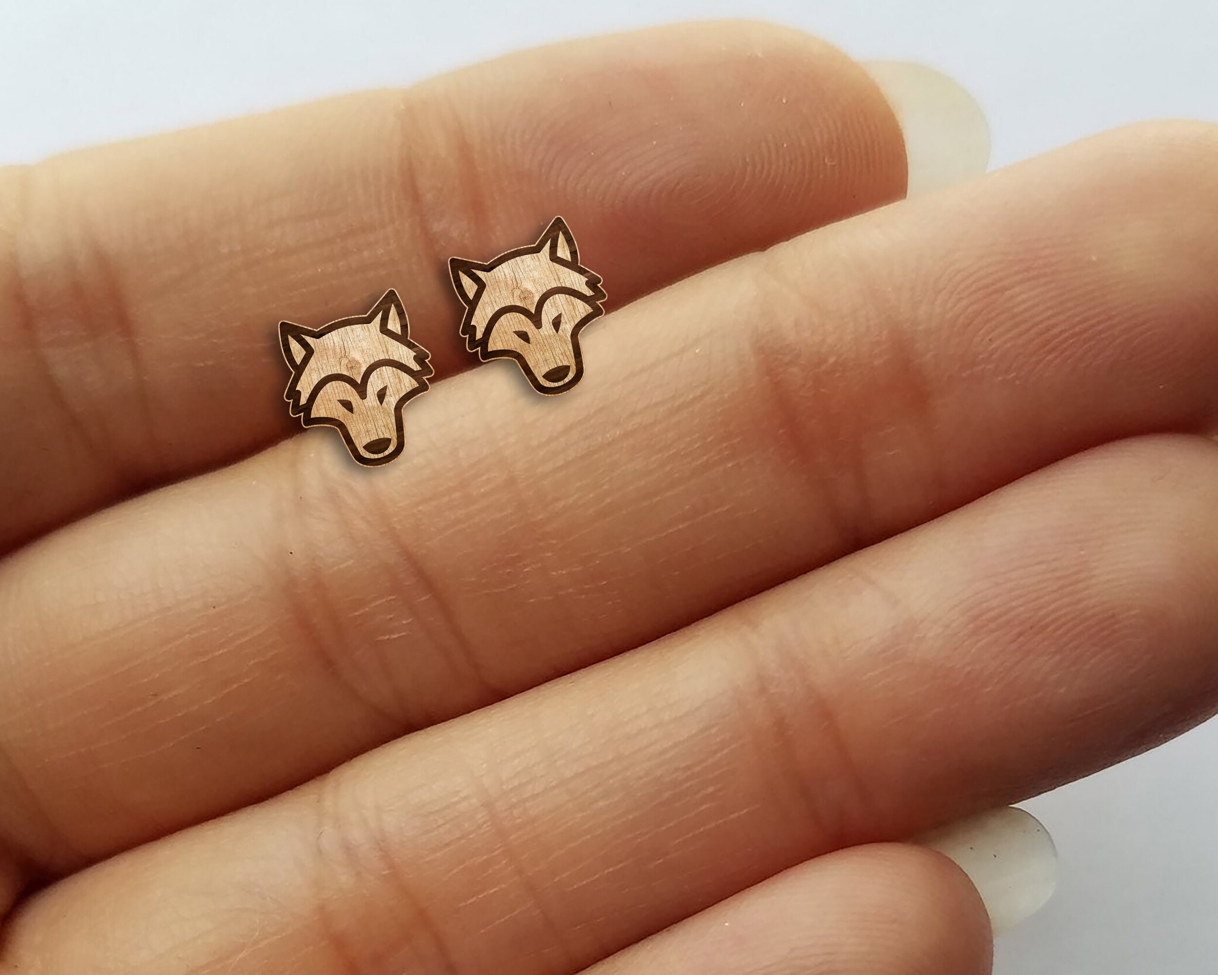 Wolf Earring Stud Svg SVG Laser Cut File Earring SVG - Etsy