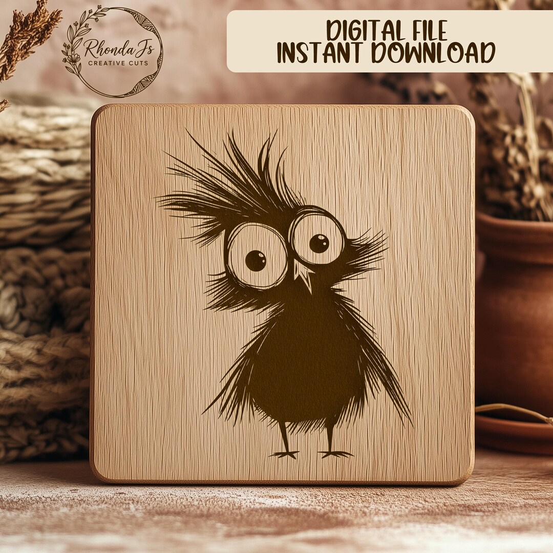 Funny Bird SVG File for Laser Engraving, Cute Cartoon Bird Design, Bird ...