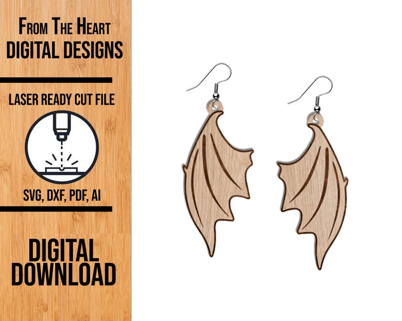 Bat Wing Earring: Laser Cut SVG File (digital Download) - Etsy