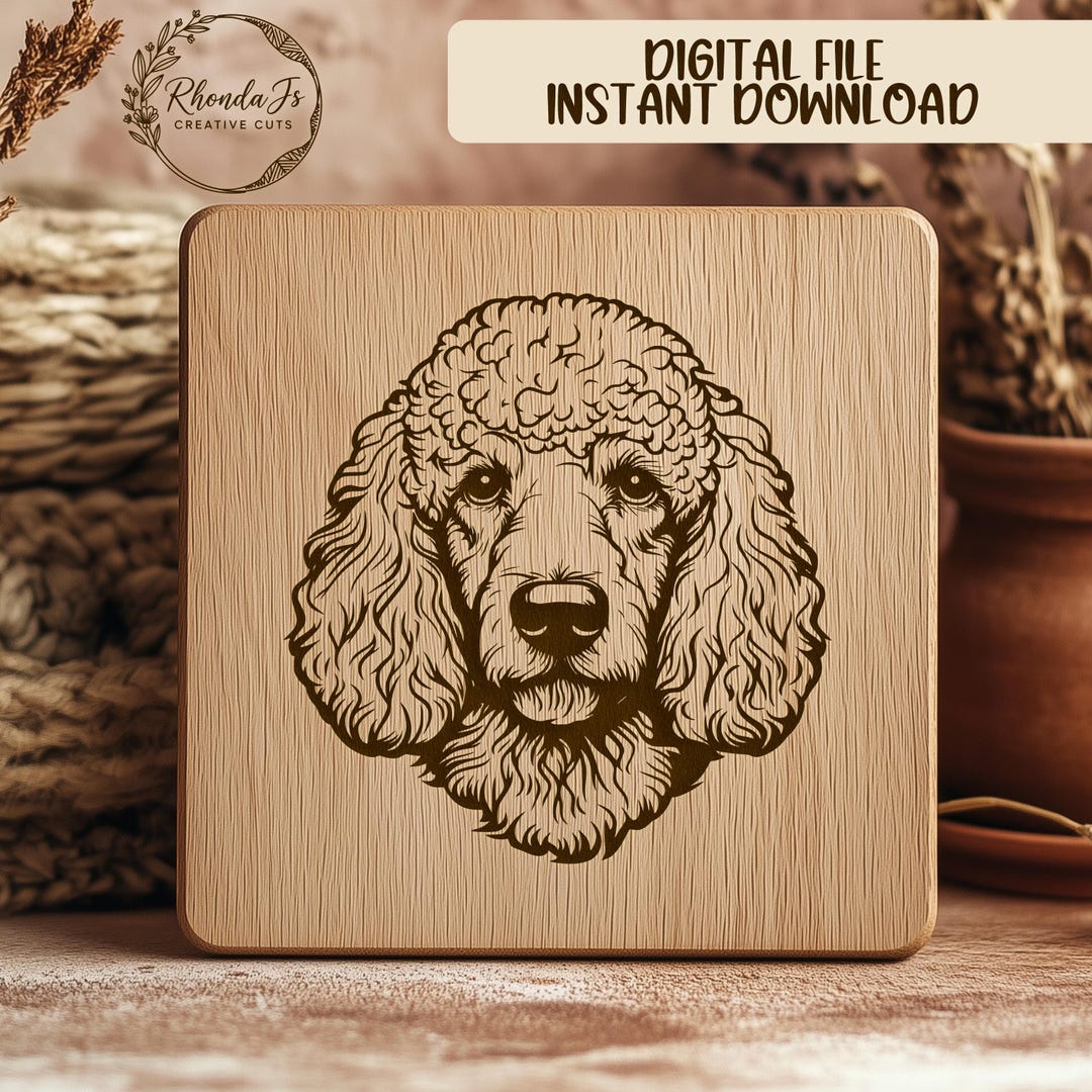Poodle Dog SVG Laser Engraving File, Pet Portrait Vector, Animal ...