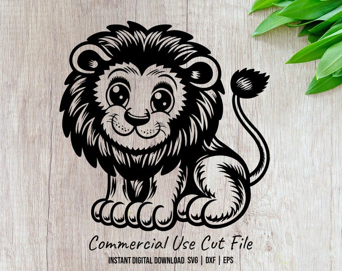 Baby Lion Svg & Png, Lion Clipart, Cute Lion Vector Image, Lion ...
