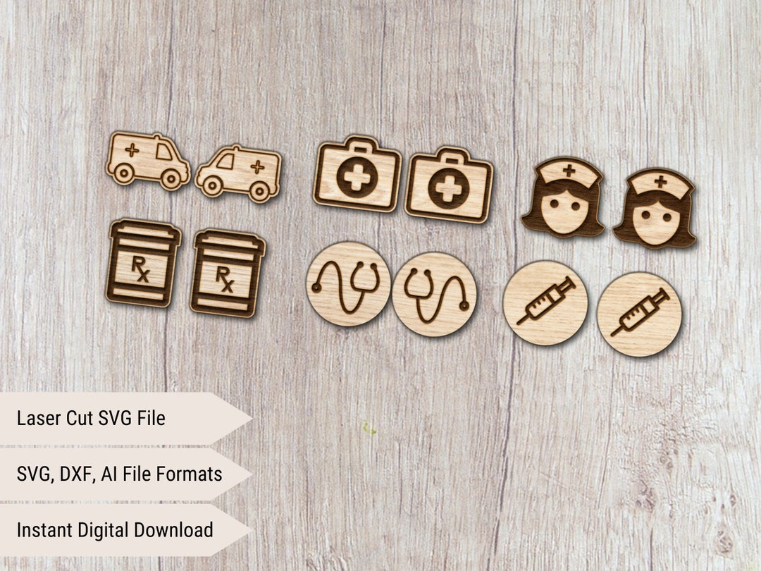 Nurse Stud Earring Laser Cut SVG Bundle, Perfect for Laser Jewelry ...
