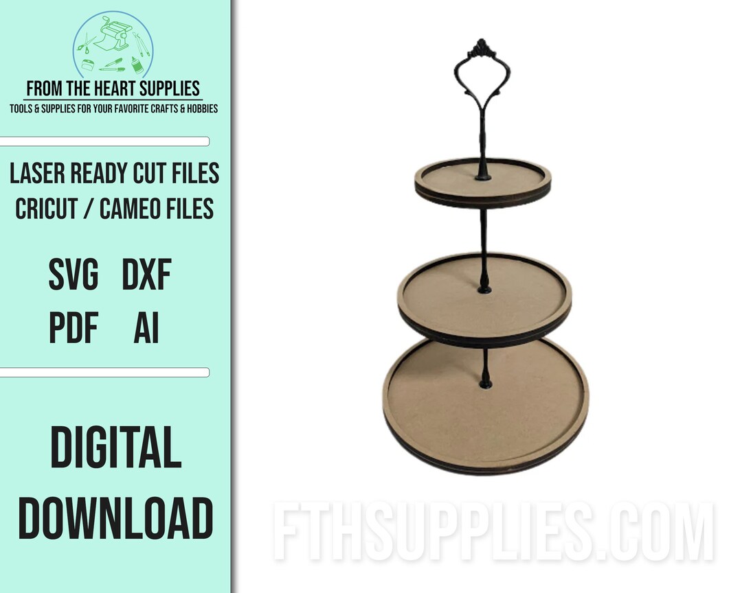 3 Tier Tray SVG Laser Cut File / Tiered Tray SVG / Glowforge Cut File ...