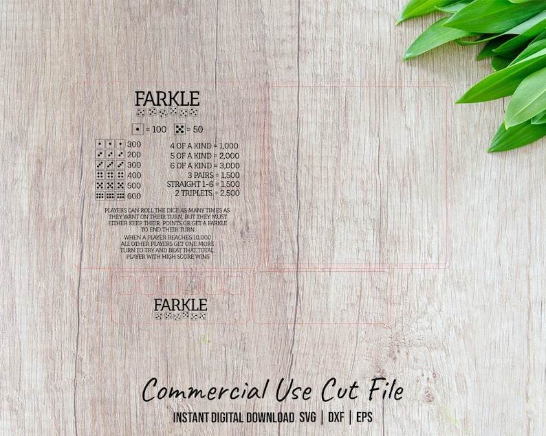 Farkle Board Game Laser Cut File SVG, DIY Dice Game Template, Family ...