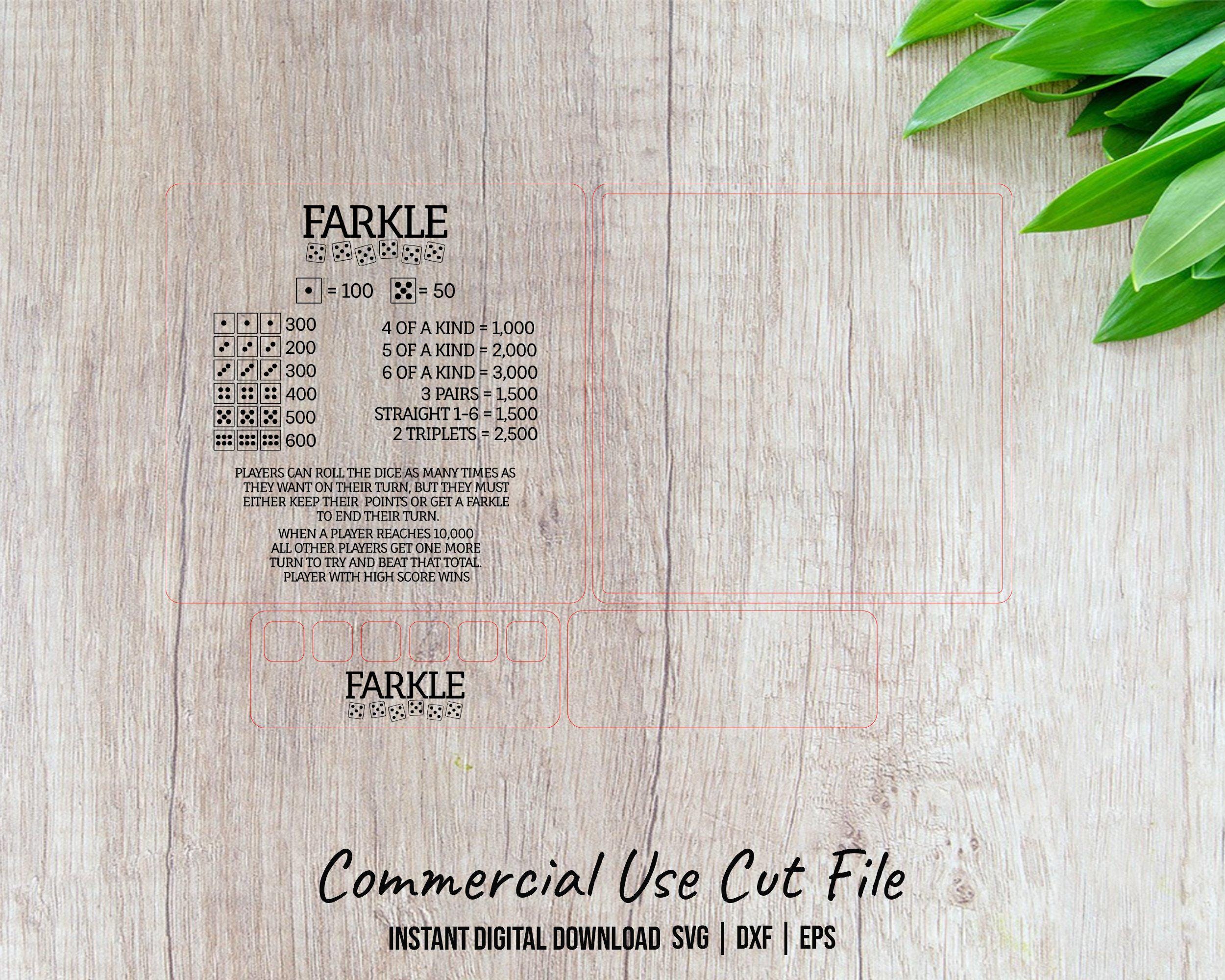 Farkle Board Game Laser Cut File SVG, DIY Dice Game Template, Family ...