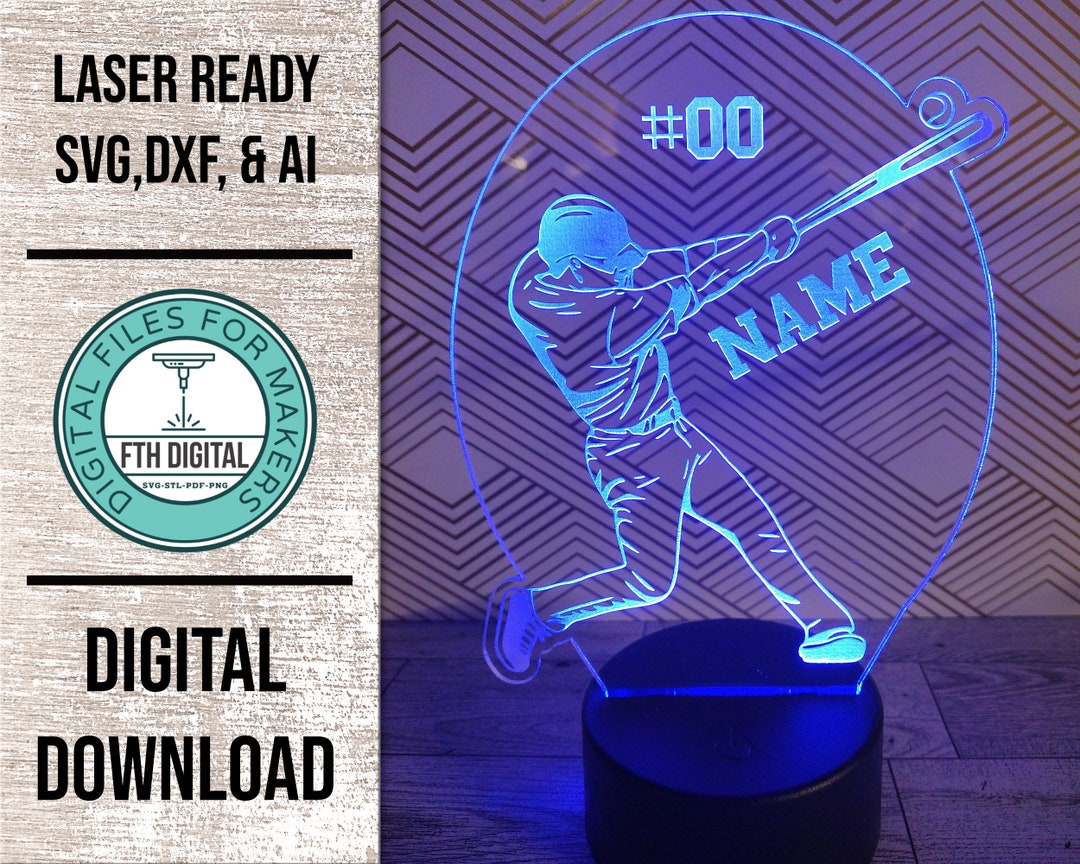 Customizable Baseball Night Light SVG Laser Cut File (digital Download ...