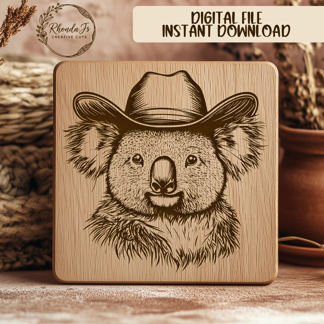 Cowboy Koala SVG, Laser Engraving File, Animal Design, Western Decor ...