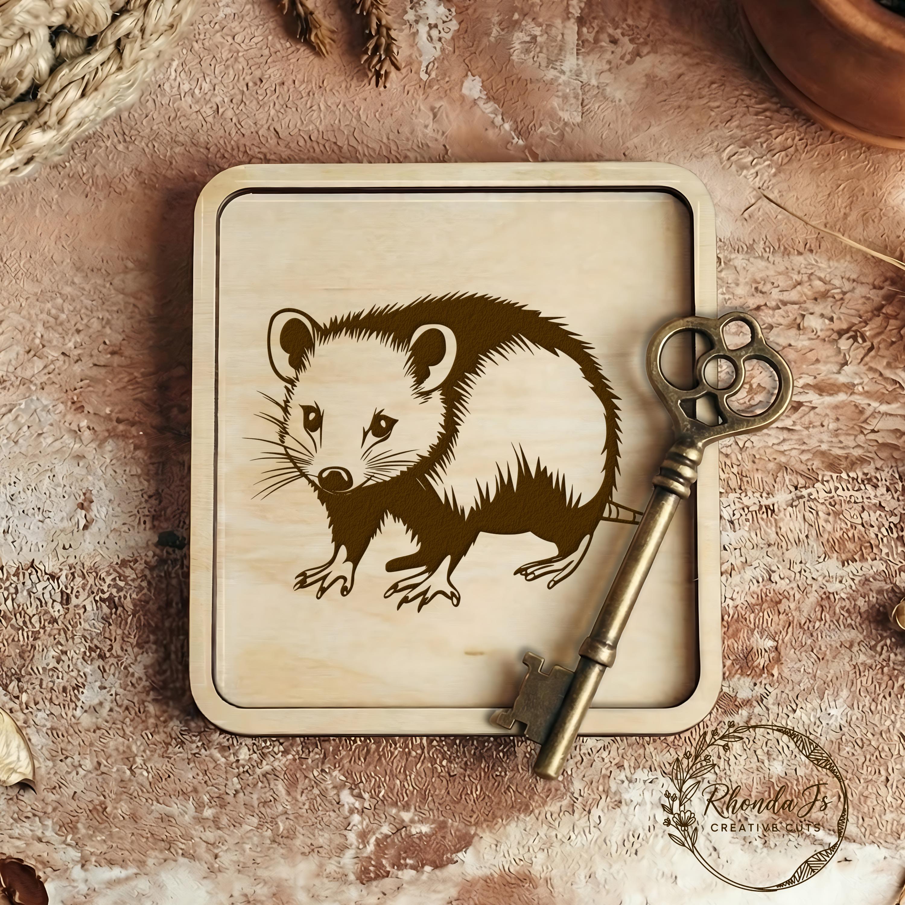 Opossum SVG File for Laser Engraving, Vector Cut File, Cute Animal ...