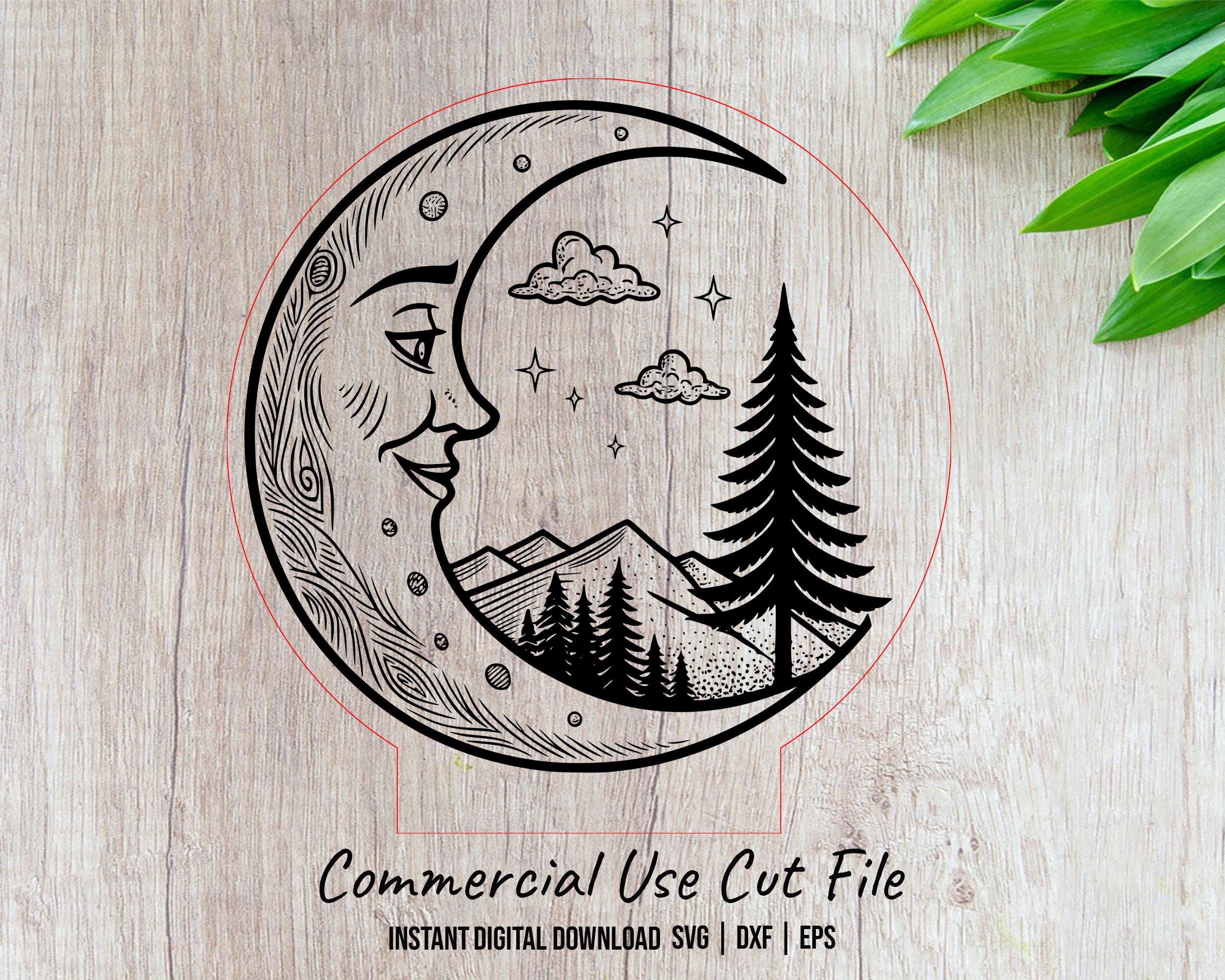 Moon & Mountain Night Light SVG Laser Cut File (digital Download) - Etsy