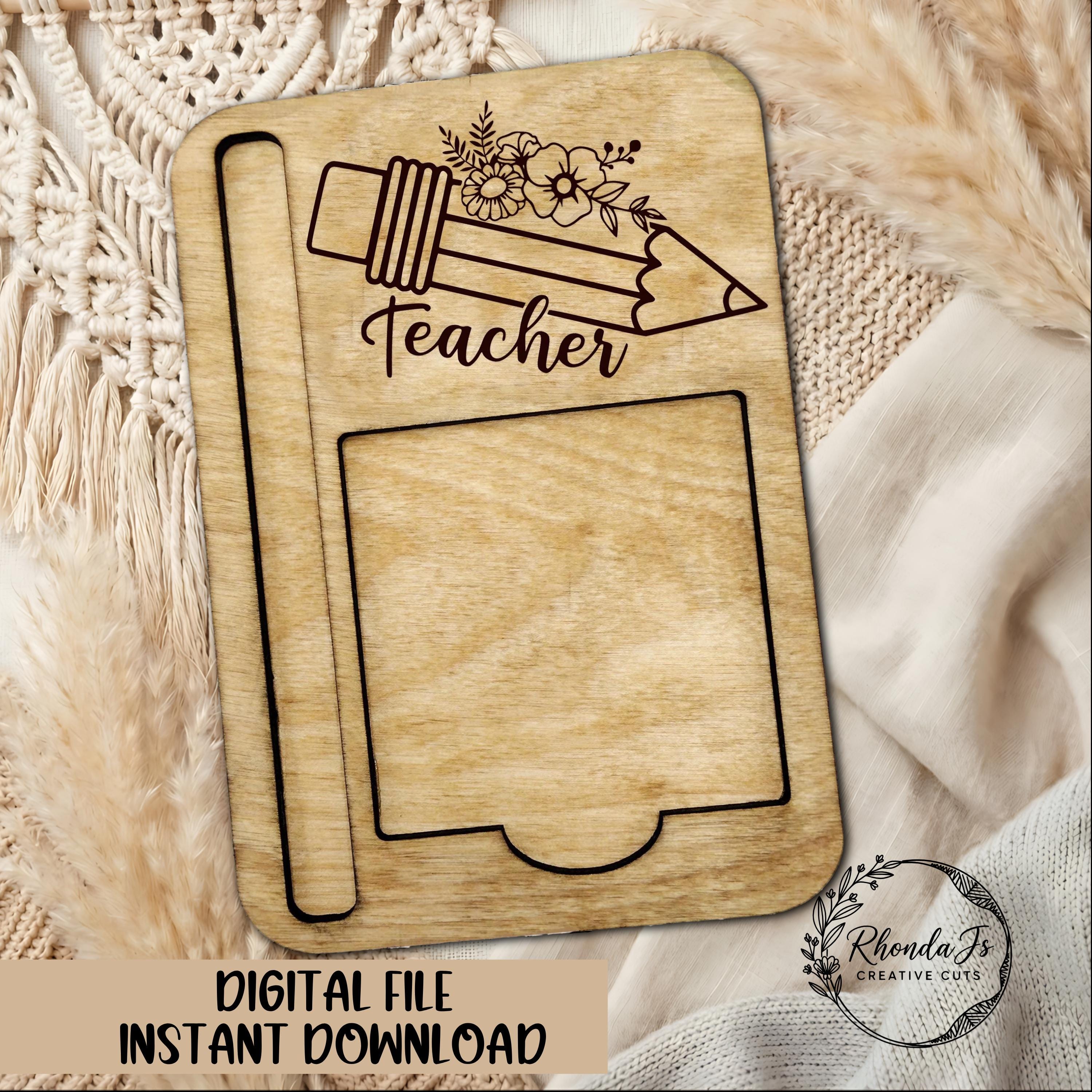 Teacher Sticky Note Pad Holder SVG Laser Cut File (digital Download) - Etsy