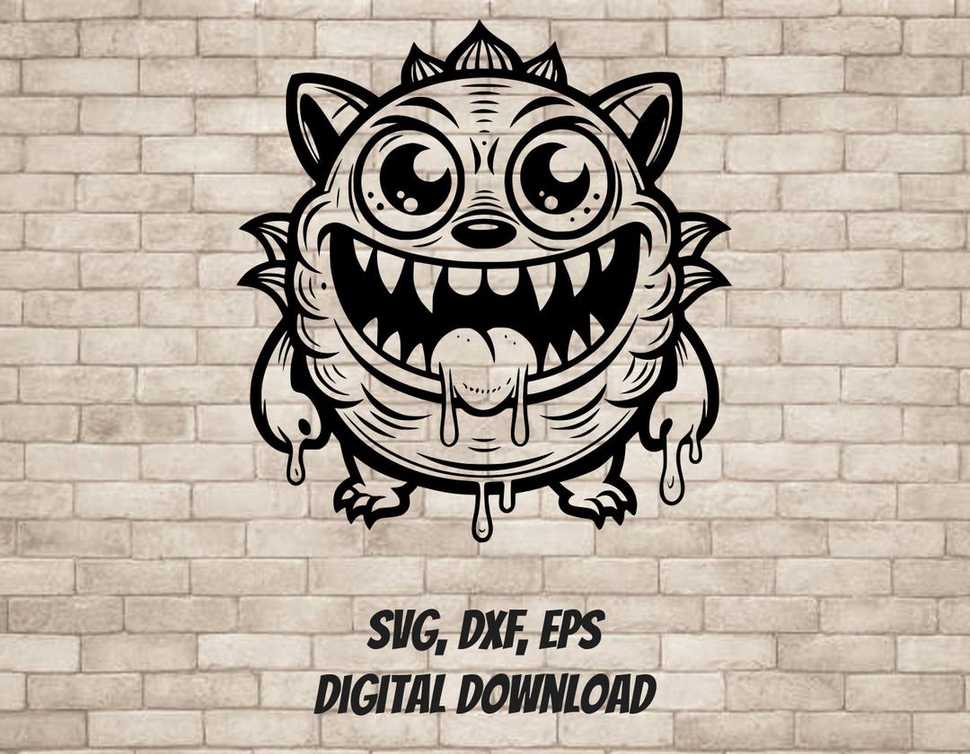 Grinning Monstrous Creature Illustration SVG Design Element - Etsy