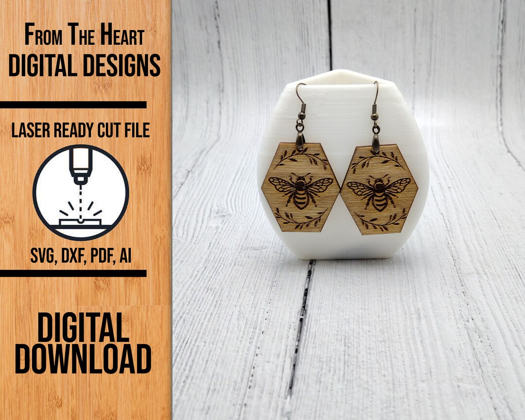 Honey Bee Earring Laser Cut File: SVG, Glowforge (digital Download) - Etsy