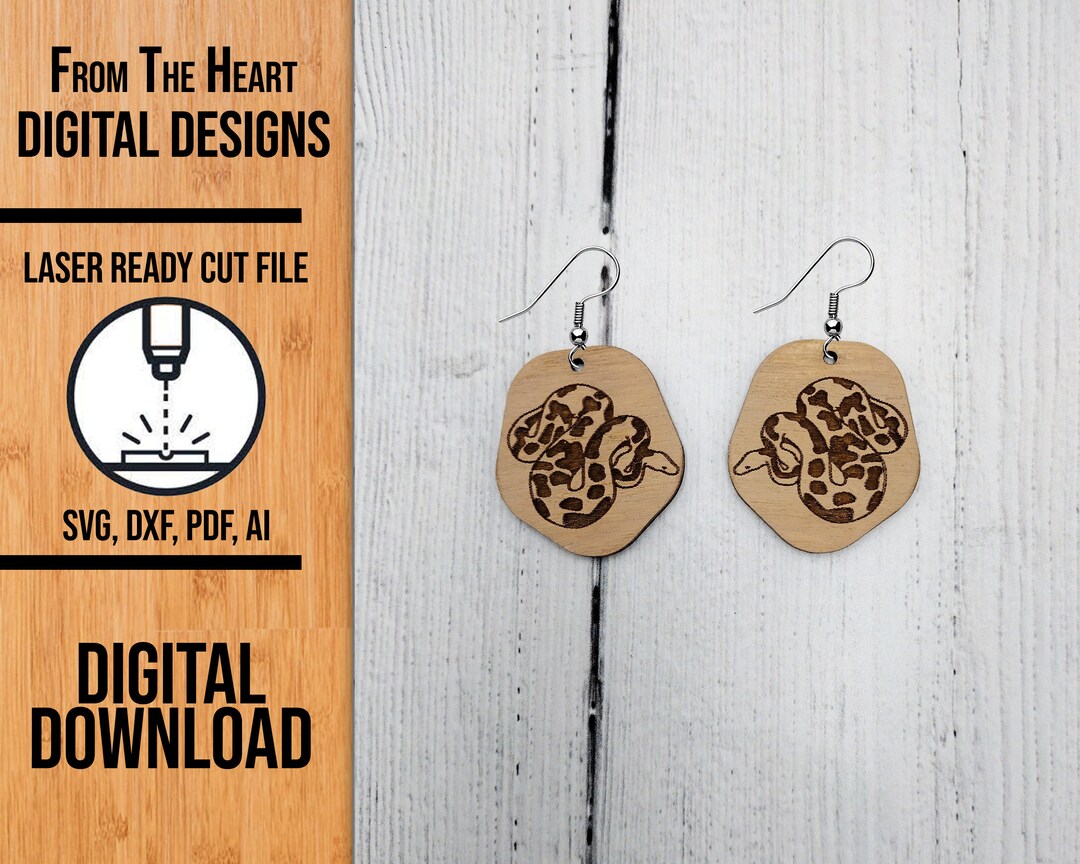 Ball Python Earring Laser Cut SVG File, Python Snake Glowforge Earring ...
