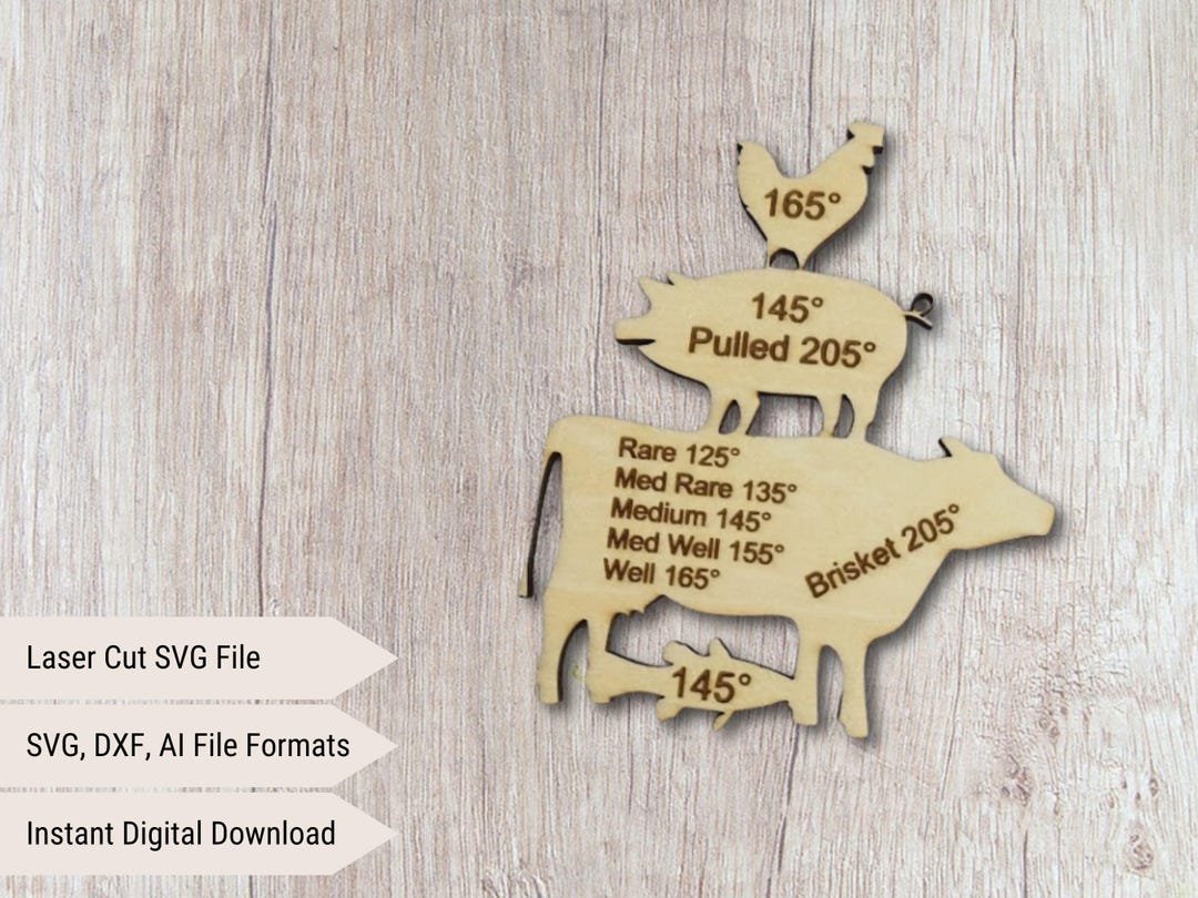 Meat Temp Magnet SVG Laser Cut File / Meat Temp SVG / Glowforge Cut ...