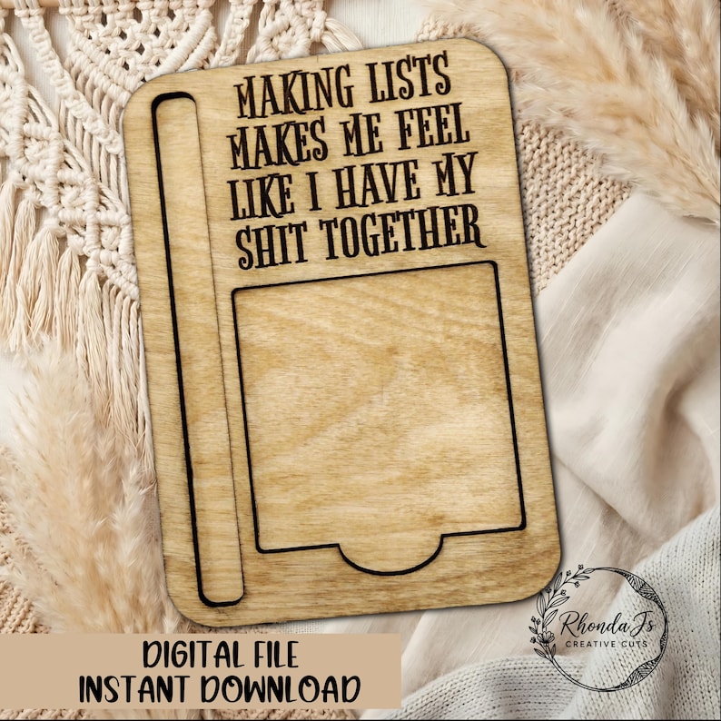 To Do List Sticky Note Pad Holder SVG Laser Cut File (digital Download ...