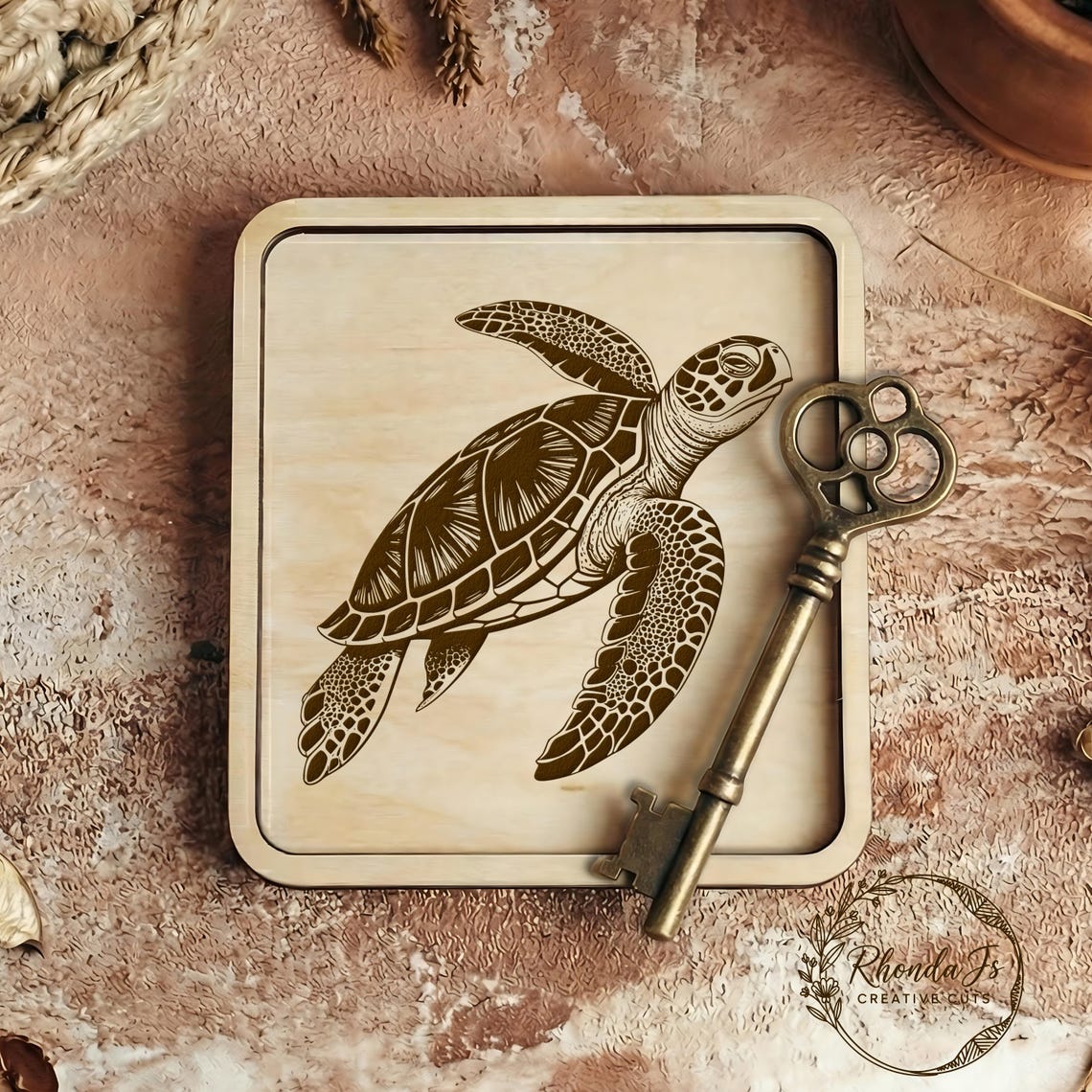 Sea Turtle SVG File for Laser Engraving, Turtle Vector Design, Ocean ...