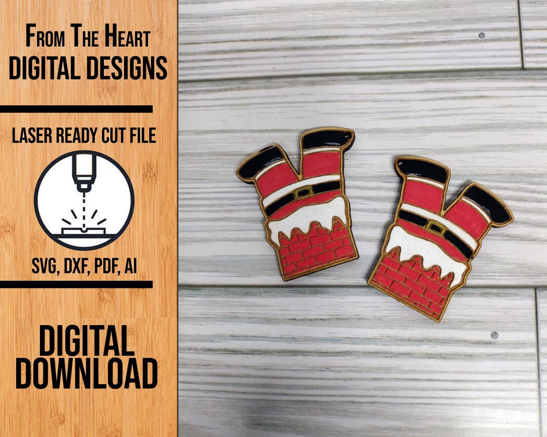 Santa Stuck in Chimney SVG: Laser Cut Earring File (digital Download ...
