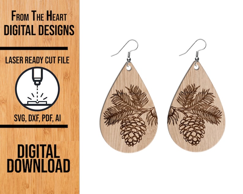 Pine Cone Earrings SVG Cut File Pine Cone Glowforge Laser - Etsy