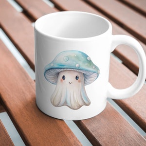 10 Watercolor Mushroom Ghost Clipart Bundle, 300 DPI Transparent PNG ...