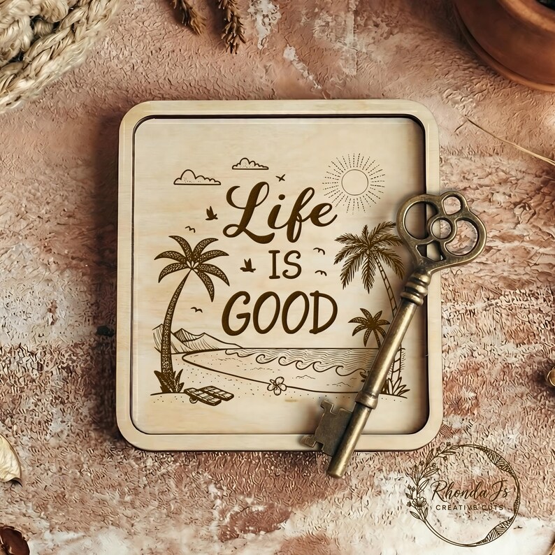 Life is Good Svg, Beach Scene Svg File for Laser Engraving, Summer Svg ...