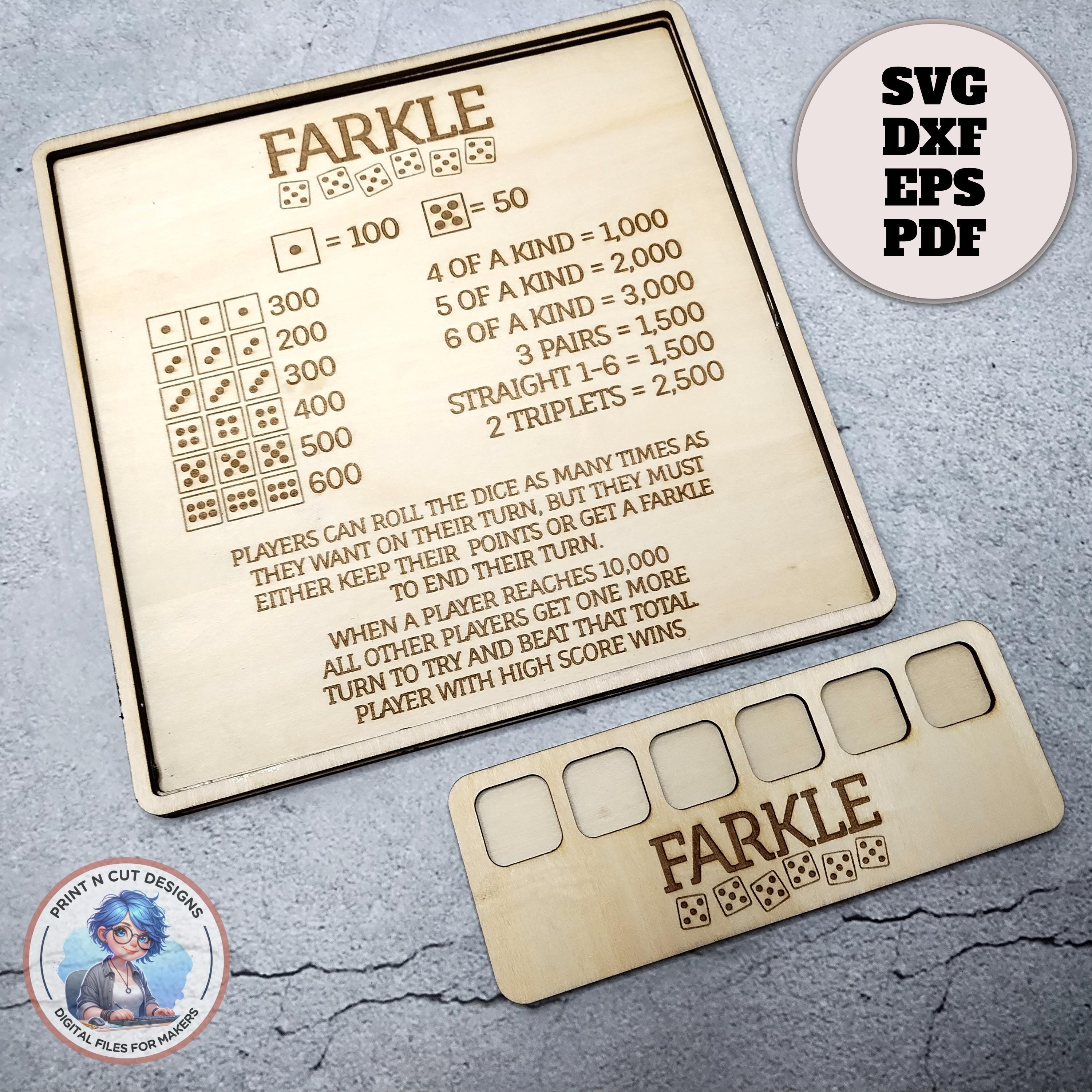 Farkle Board Game Laser Cut File SVG, DIY Dice Game Template, Family ...