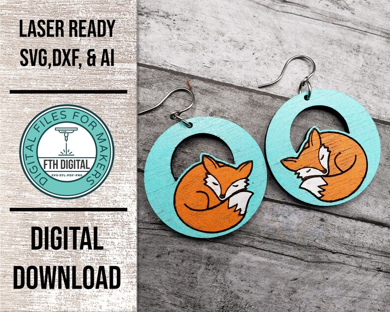 Cute Fox Earring Laser Cut SVG File Cute Fox Glowforge - Etsy