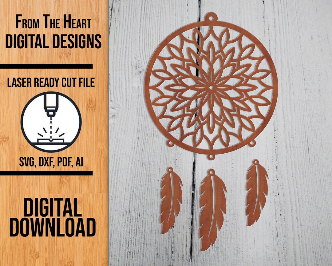 Dream Catcher Laser SVG Cut File, SVG Cut File, Dream Catcher Glowforge ...