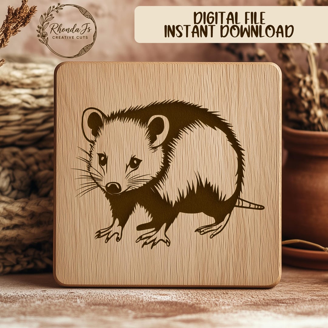 Opossum SVG File for Laser Engraving, Vector Cut File, Cute Animal ...