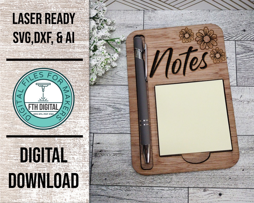 Sticky Note Pad Holder SVG Laser Cut File (digital Download) - Etsy