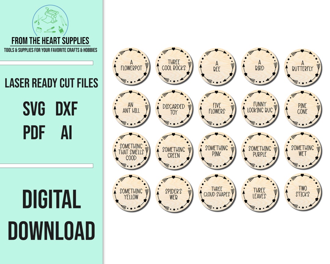 Scavenger Hunt Tokens SVG Cut File: Kids Backyard Game (digital ...