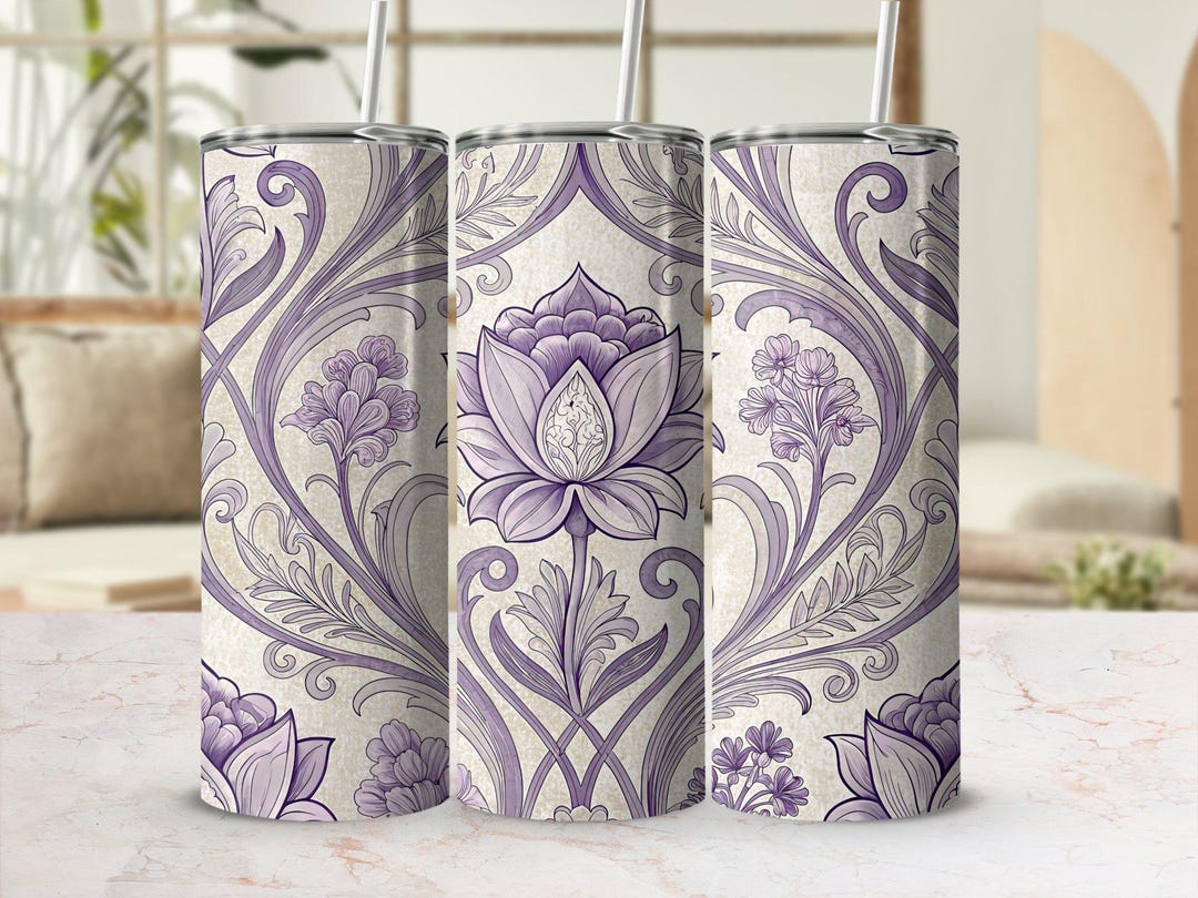 Lotus Flower Design Tumbler Wrap, Skinny Sublimation Tumbler Wrap, 20oz ...