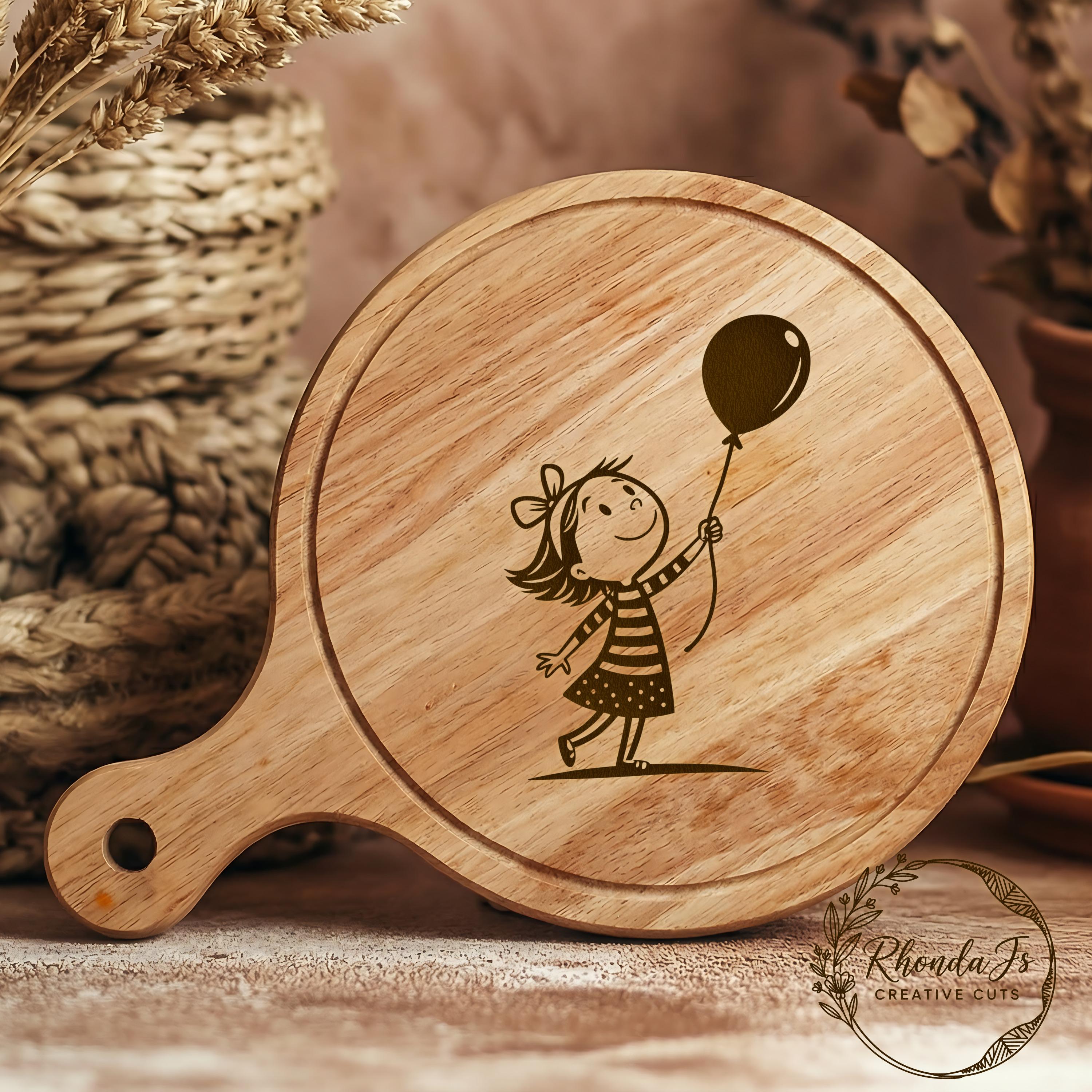 Girl With Balloon SVG, Laser Cut File, Engraving Design, Kids Room ...
