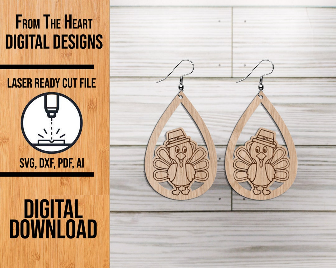 Turkey Teardrop Earrings SVG Laser Cut File (digital Download) - Etsy