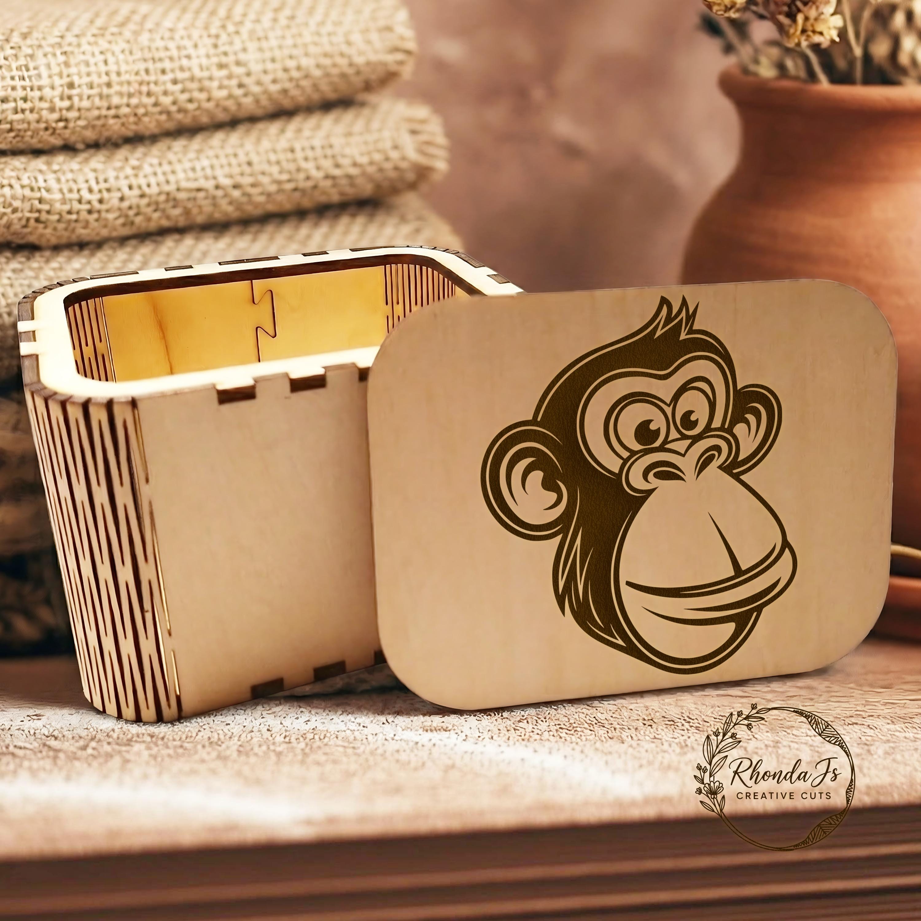Cartoon Monkey SVG File for Laser Engraving, Animal Face Clipart, Chimp ...