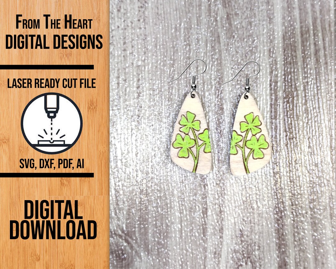 Three Clover Earring Laser Cut SVG File, Earring SVG Cut File, for ...