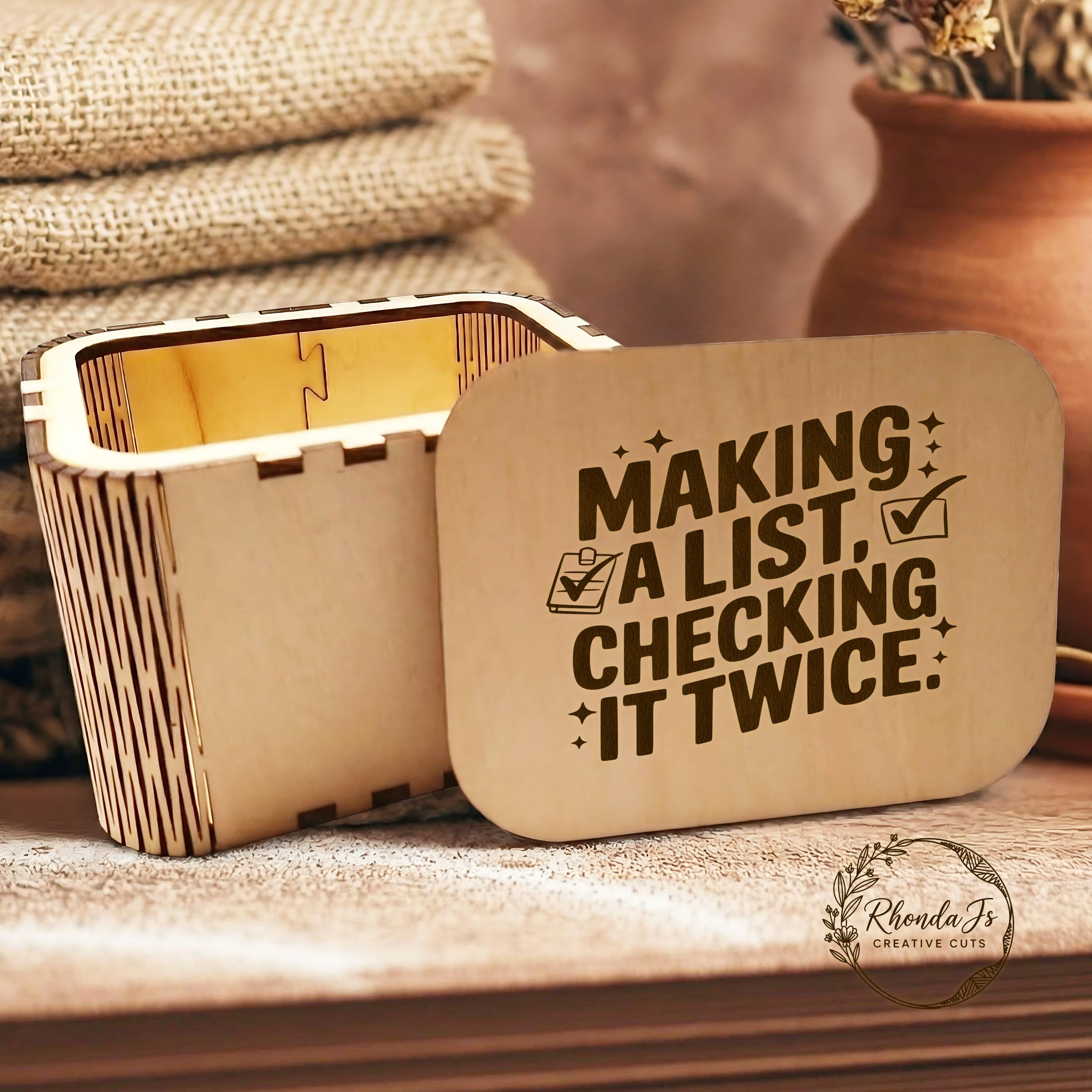 Making List Svg, Checking Twice Svg File for Laser Engraving, Planner ...