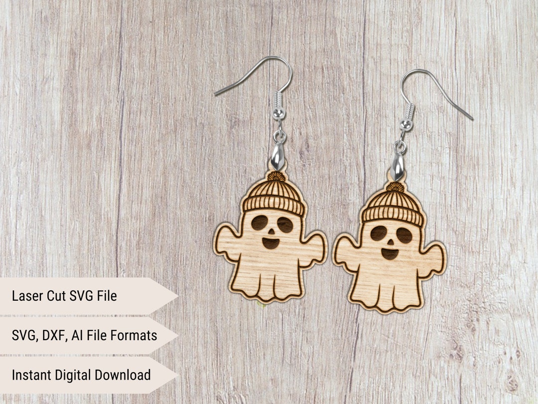 Hipster Ghost Earrings SVG Cut File, Spooky & Cut Cut File, Halloween ...