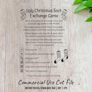 Ugly Christmas Sock Exchange Game SVG, Fun Holiday Party Game, Digital ...